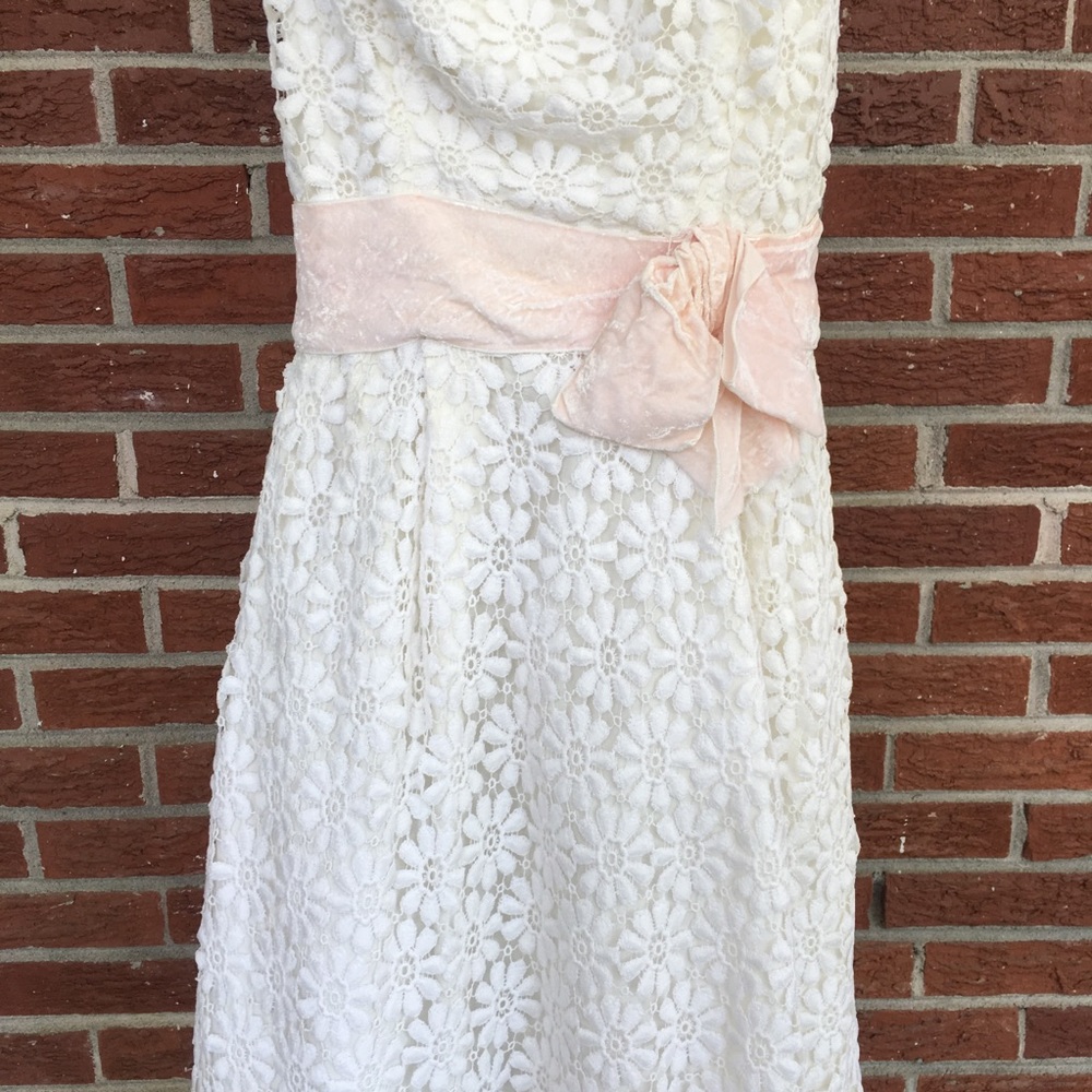 Vintage Cotillion Formals Flower Lace Midi Dress - Gem